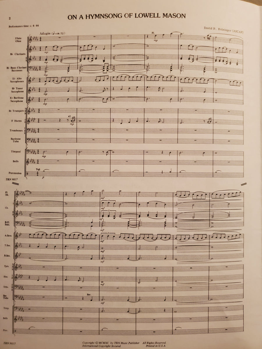 On a hymnsong of Lowell Mason David R. Holsinger – ABA Library
